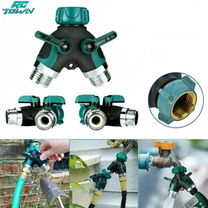 2-way Heavy-duty Garden Hose Distributor 3/4" Y-type Valve Water Pipe ...
