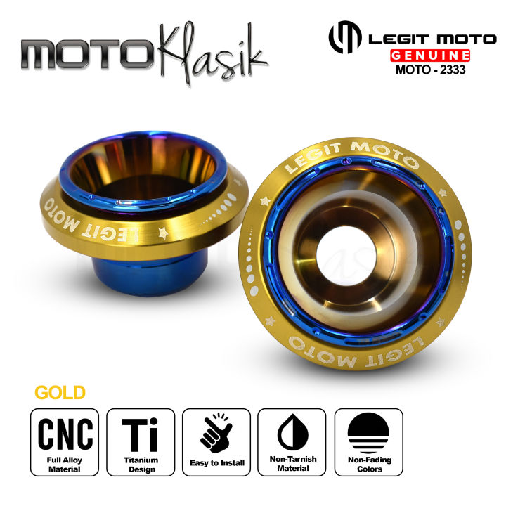 LEGITMOTO UNIVERSAL CNC FULL ALLOY TITANIUM DESIGN AXLE CAP / ALUMINUM ...