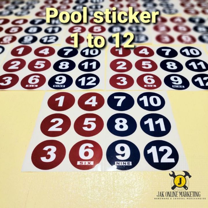 Pool sticker for pitsa/sticker ng pool from 1 to 12 numbers para sa ...