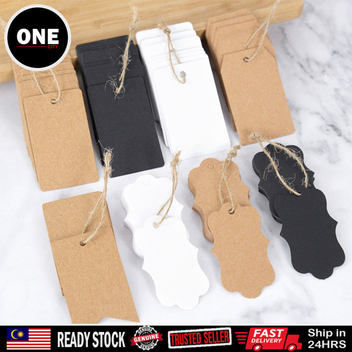 🥨* 100pcs Blank Gift Tag Kraft Paper Hang Tags Label with Ropes Gift ...