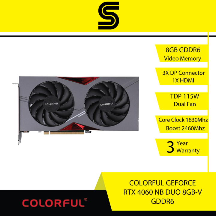 COLORFUL GEFORCE RTX 4060 8GB NB DUO 8GB-V GDDR6 Graphics Card | Lazada