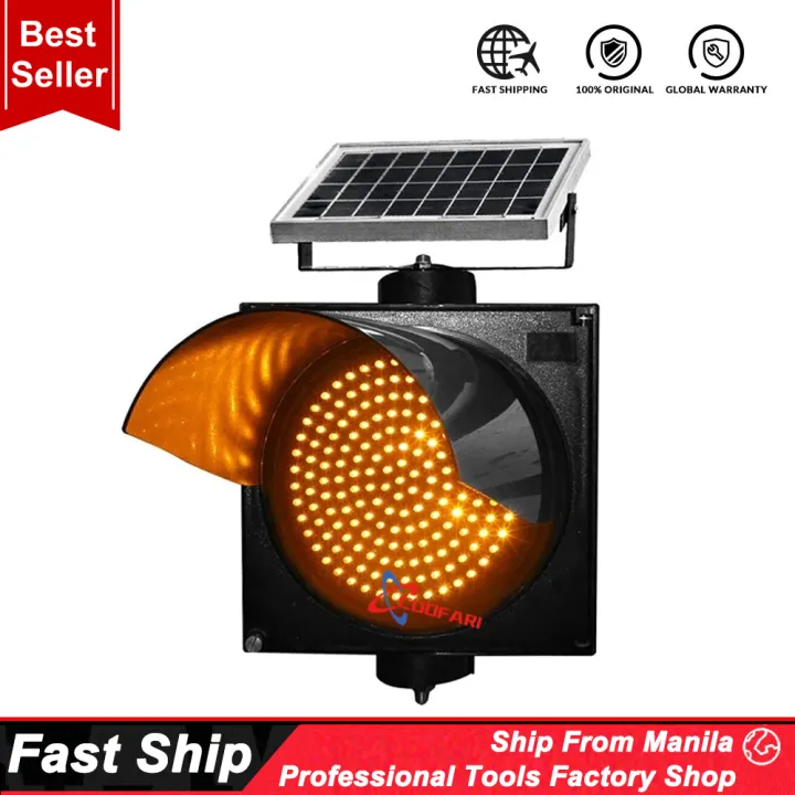 300mm Solar Powered LED Flashing Yellow Traffic Warning Light for Road ...