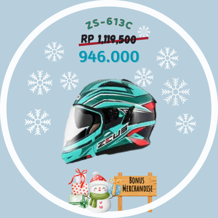 Promo Akhir Tahun Helm Zeus ZS-613C Petronas Green Aj26 green + Chinbar ...