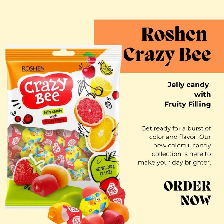 Roshen Crazy Bee Soft Fruity Gummy Candy (200g, 500g, 1kg) | Lazada
