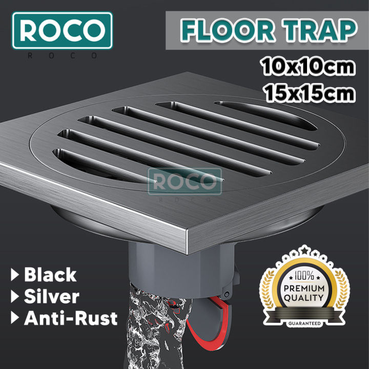 ROCO Floor Drain Set Stainless Steel Square Bathroom Floor Trap ...