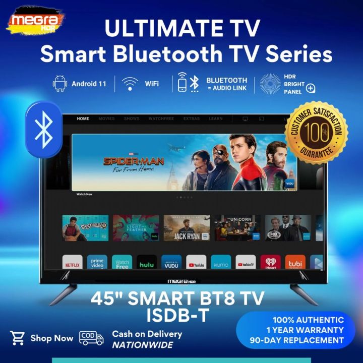 Fast send MegraHDR 45 inches Bluetooth Smart TV Slim FULL HD Smart TVNormal Tv Android 11 OS ...