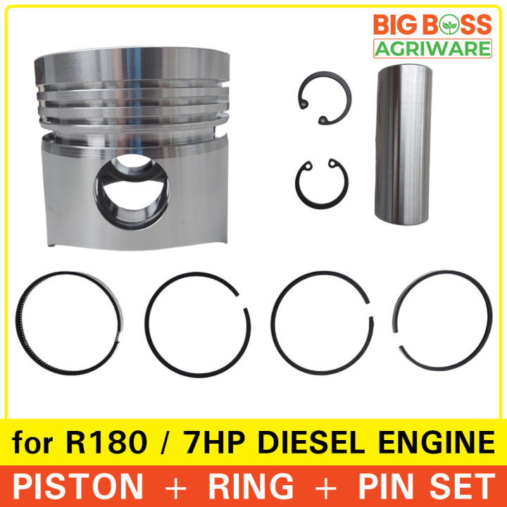 BBA Piston + Ring + Pin Set for R180 - 7HP Watercooled Diesel Engine ...
