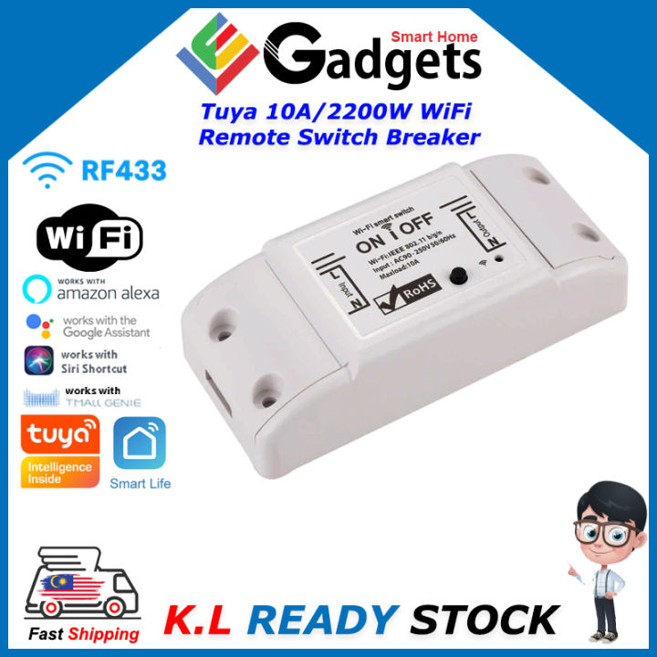 Tuya Smart Switch Wifi Switch 10A/2200W RF433 Breaker works with Tuya ... Tuya Smart Switch Wifi Switch 10A/2200W RF433 Breaker works with Tuya ...