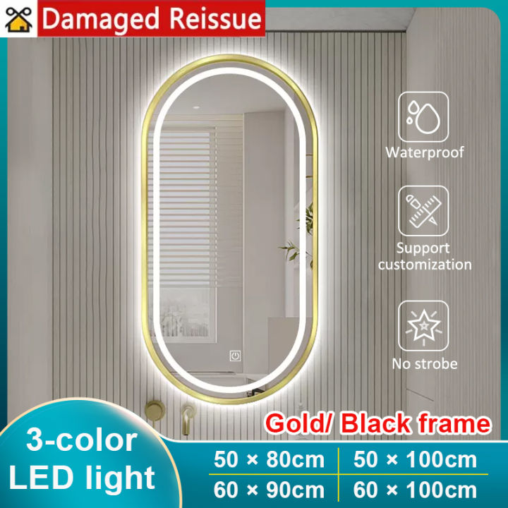 Intelligent Bathroom Mirror Oval Shaped Dimming Mirror Wall Mounted 3 ...