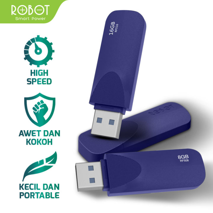 ROBOT RF508 / RF516 Flashdrive / Flashdisk 8GB, 16GB USB 3.0 High Speed Transmission Blue ...