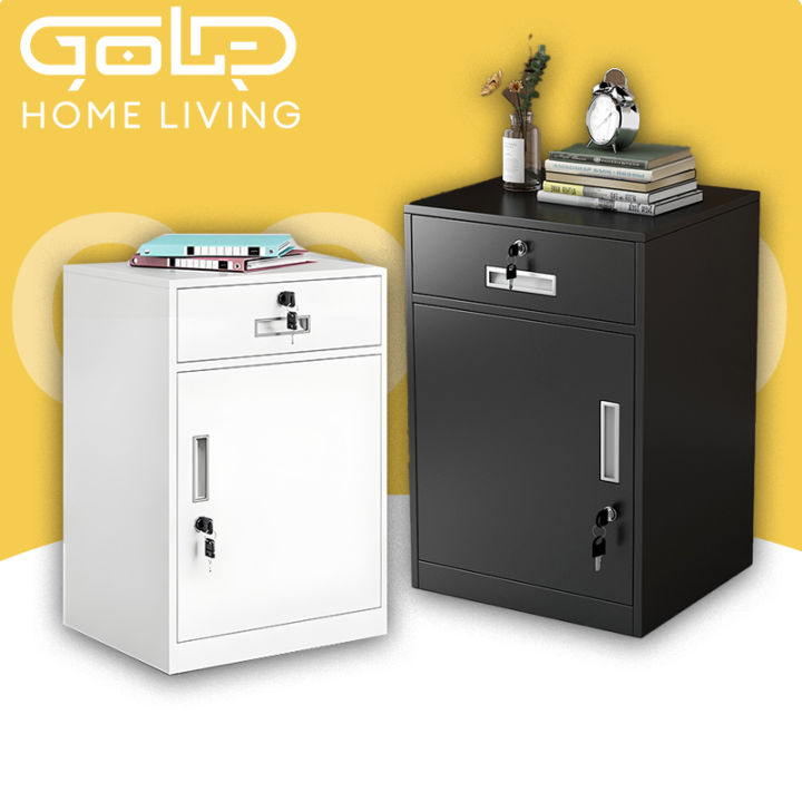 GOLD Metal File Cabinet With Drawer Mobile Office Storage Large ...