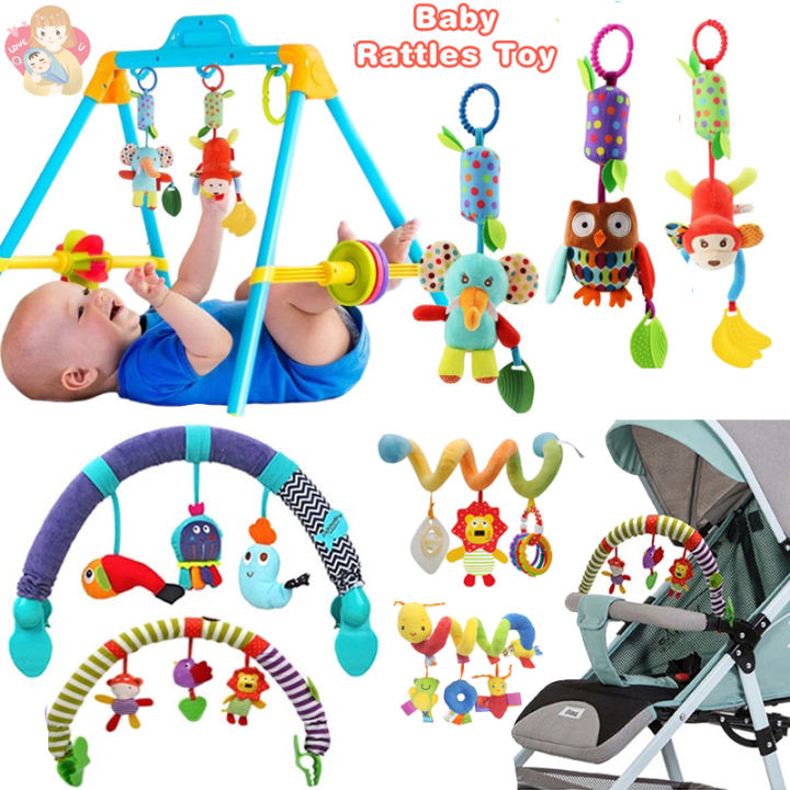 Baby Stroller Hanging Toys Baby Rattles Animal Bell Toy Soft Sensory ...