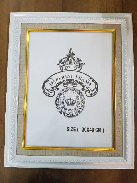 FRAME 12R / 17R (30x40 cm) Bingkai / Pigura / Frame Foto White Linen ...
