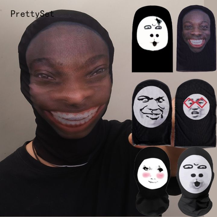 Abstract Emoticon Headgear Hood Funny Headwear Masks Funny Elastic ...