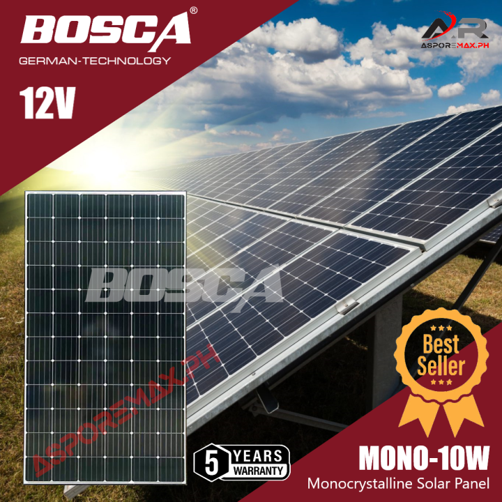 10W BOSCA 5 Year Warranty Solar Panel Mono 10 Watt 12 Volt Pv Solar ...