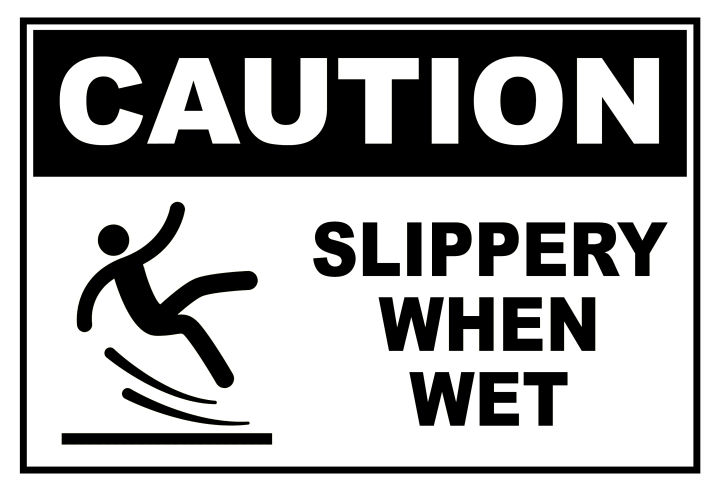 CAUTION SLIPPERY WHEN WET SIGNAGE PVC TYPE OR PLASTIC LAMINATED 250GSM ...