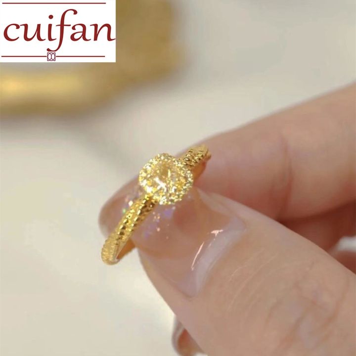 Original Malaysia 999 Super Shiny Yellow Diamond Ring Small Sugar Cube ...