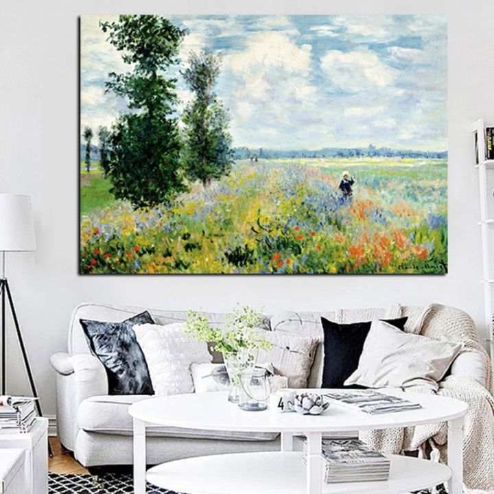 Print Claude Monet Poppies At Argenteui Landscape Oil Painting On ...