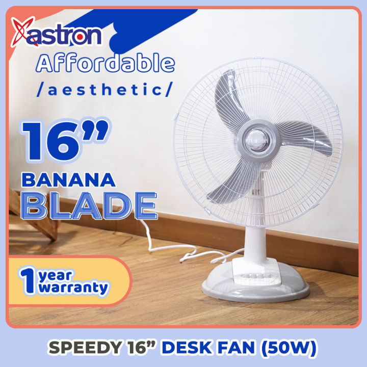Astron Speedy 16" Desk Fan (Gray) | Banana Blade | 50W | Lazada PH