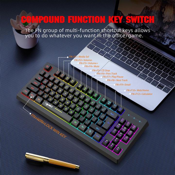 amagogo 87Keys 2.4G Wireless Mechanical Keyboard Indicator Light ...