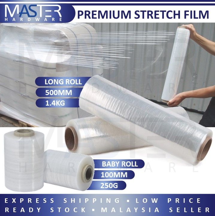 500mm x 1.4kg / 100mm x 250g Stretch Film Wrapping Stretch Plastic Wrap Transparent Film Cling ...