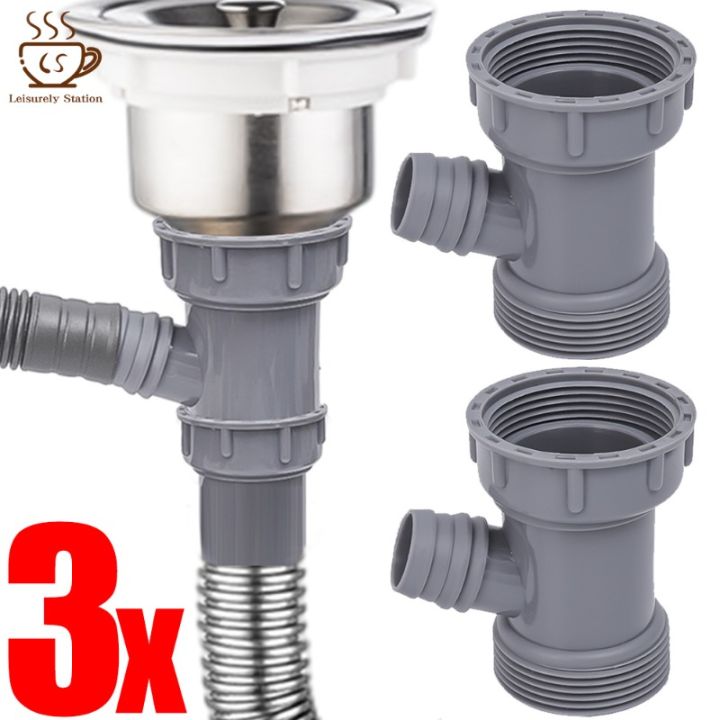 Kitchen Sink Drain Pipe Single Hole Overflow Three-way Adapter Y Shaped ...