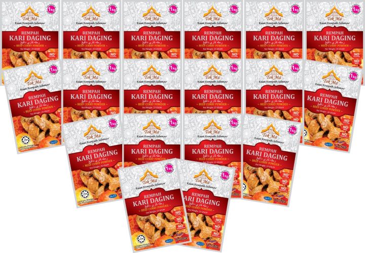 Rempah Tok Ma 25g x 20 sachets - Rempah Kari Ayam / Daging - chicken ...
