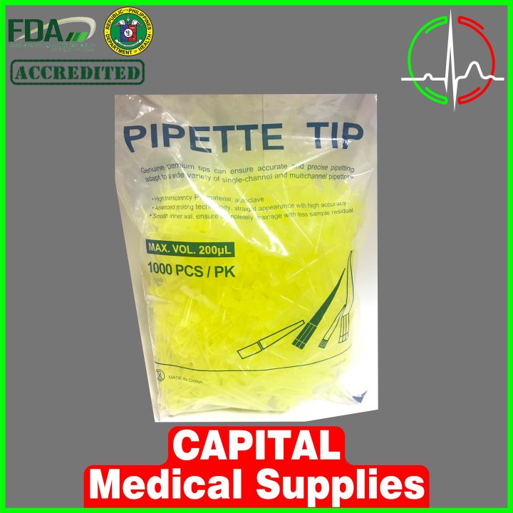 Pipette Tips Yellow Tips 200 ul, 1000 pcs/pack (SURGITECH) | Lazada PH