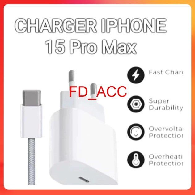 Kabel Charger iP 15 Pro Max 25W USB-C Power Adapter To Usb C Cable ...