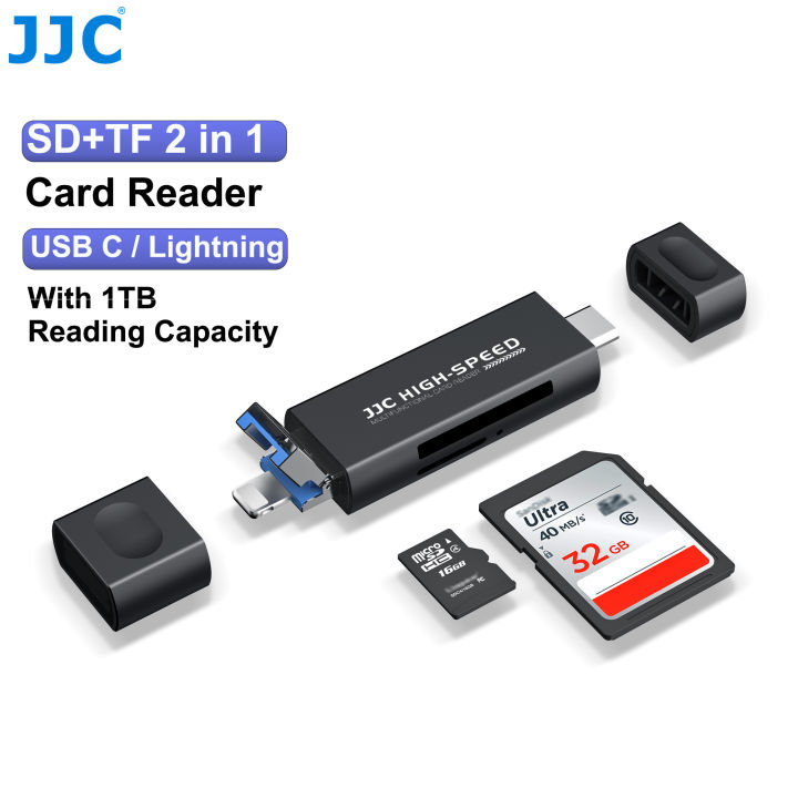 JJC 2 in 1 1TB Large Capacity SD MicroSD Card Reader for iPhone 15 14 ...