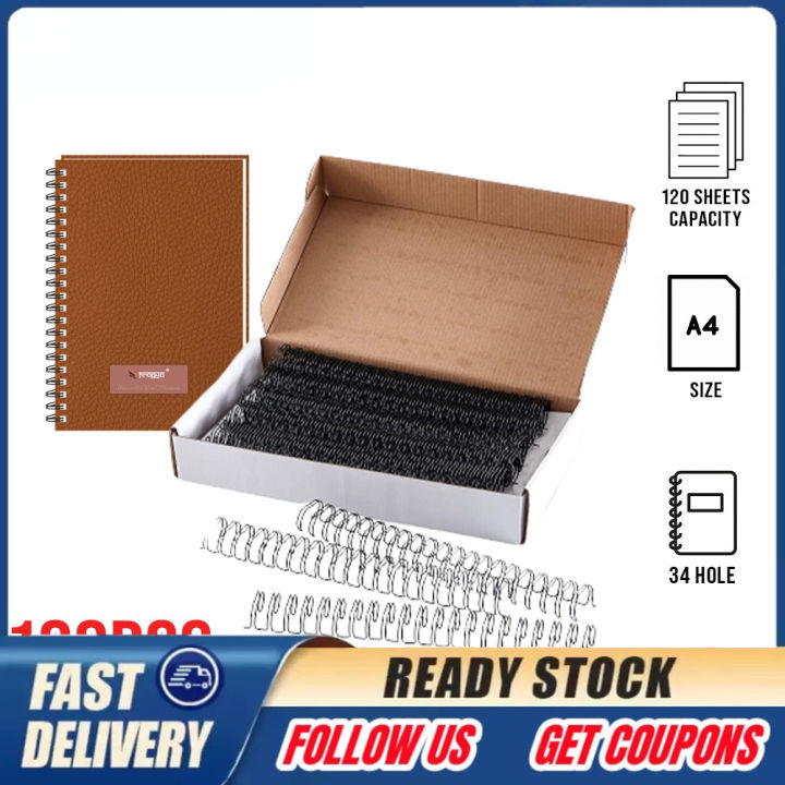 【Free Shipping】Double Loop Wire 100pcs White Black Binder A4 Size 34 ...