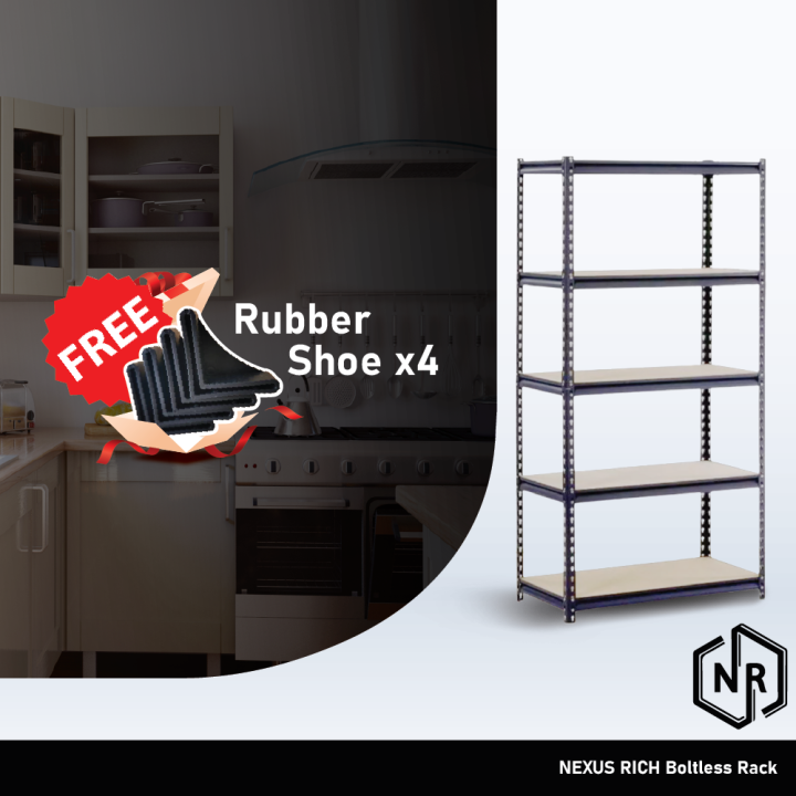 NEXUS [Matte Black] 5Level Boltless Rack Heavy Duty 1500kg Shelf Rack ...