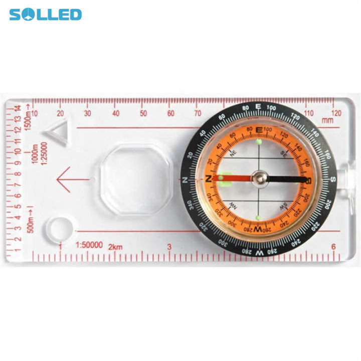 Professional Portable Magnifying Compass Ruler Scale Scout Hiking ...