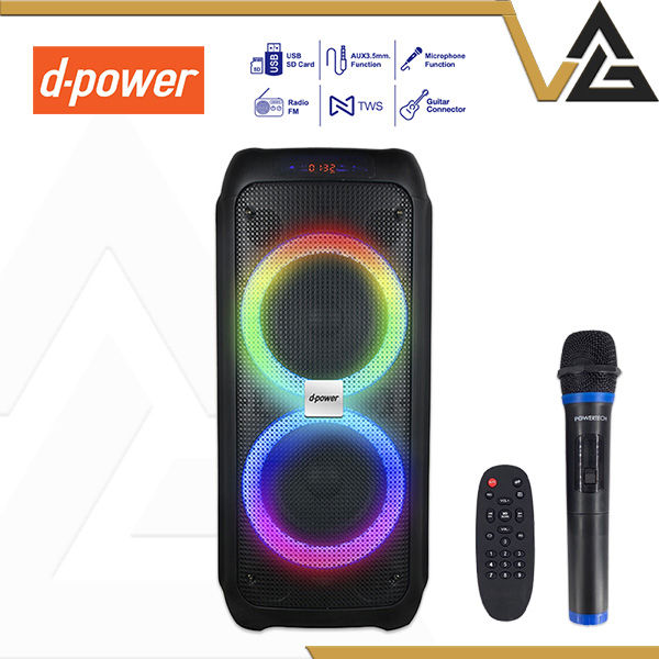 D-POWER X9W ลำโพง บลูทูธ ดอกลำโพง 8นิ้ว คู่ เบสแน่ เสียงชัด ไมค์ลอย 1ตัว 120W TWS Bluetooth ...