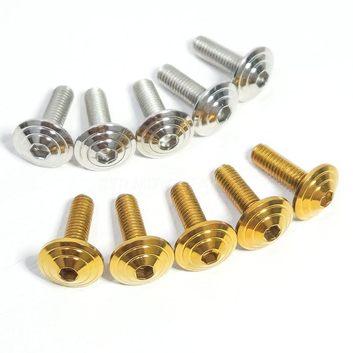 Honda Click 150 V2-V3 Disc Brake Rotor Bolt Set - 5-Pcs Gold & White ...