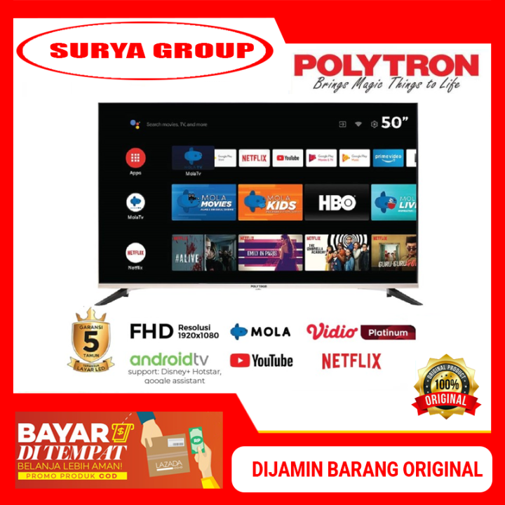 TV POLYTRON PLD50UG5059 4K UHD DIGITAL ANDROID SMART GOOGLE TV (50 Inch ...
