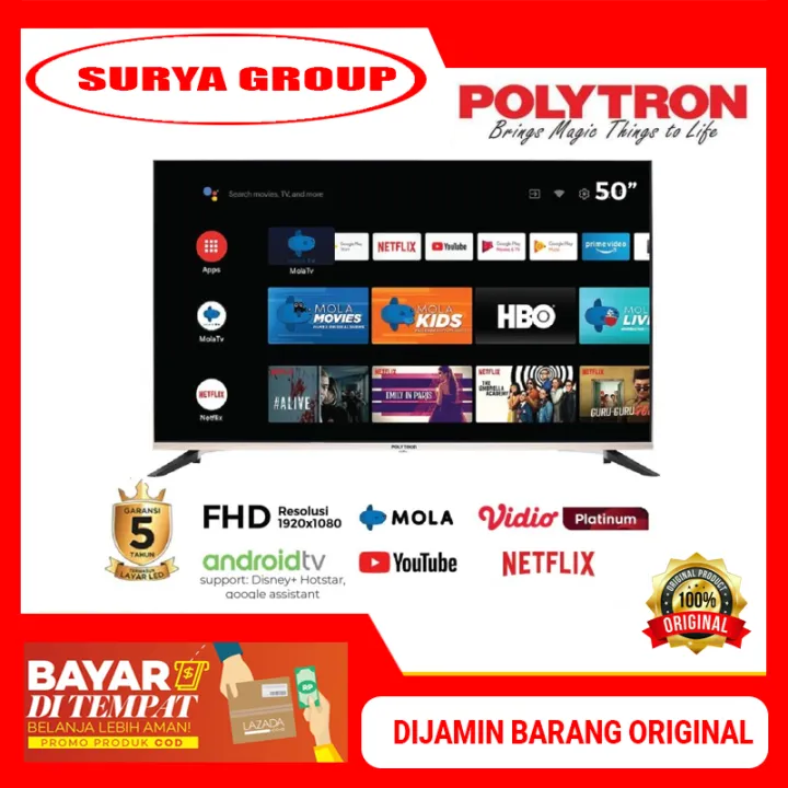 TV POLYTRON PLD50UG5959 4K UHD DIGITAL ANDROID SMART GOOGLE TV (50 Inch ...