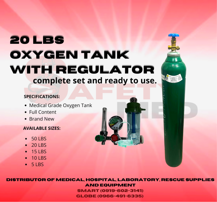 OXYGEN TANK 20LBS COMPLETE SET WITH REGULATOR, HUMIDIFIER AND NASAL ...