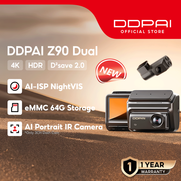 DDPAI Z90 Dual 3CH 4K+2K+3K Triple HRD Al Portrait Smart Dash Cam with ...