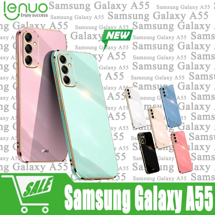 Lenuo Luxury 6D Plating Soft Casing Silicone Square Frame Phone Case For Samsung Galaxy A55 A35 ...