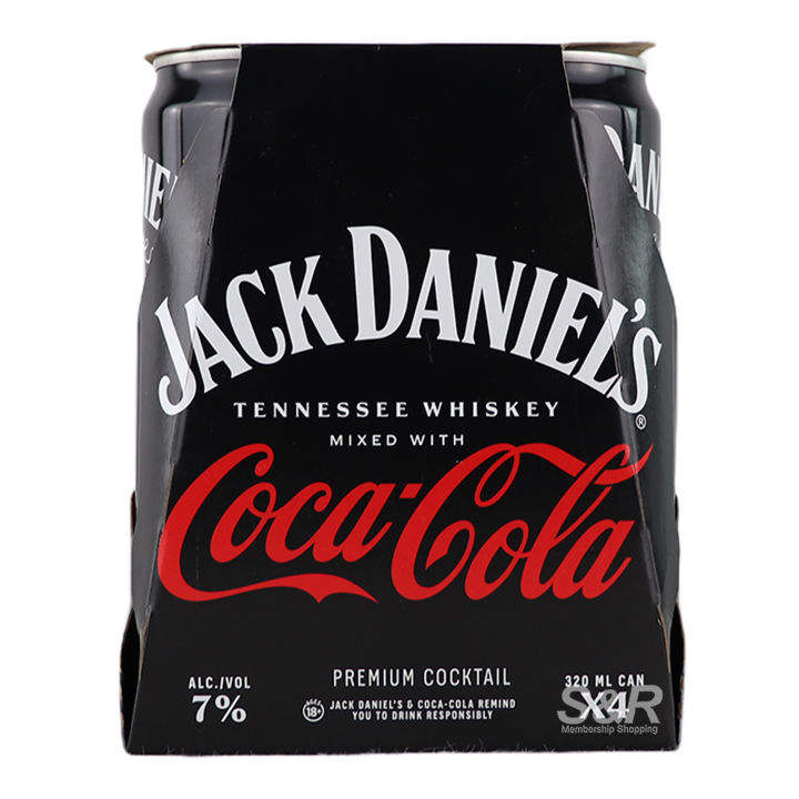 Jack Daniel's & Coca Cola Whiskey 4pcs x 320mL | Lazada PH