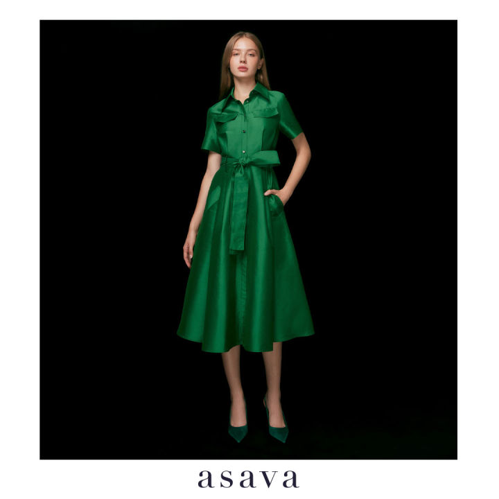 [asava aw23] Asava Signature Shirt Dress เดรสผู้หญิง แขนสั้น แต่งกระดุม ...