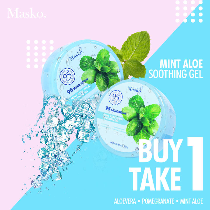 Buy 1 Get 1 Masko. 95% Aloe Vera Mint Cooling Soothing Gel Moisturizing ...