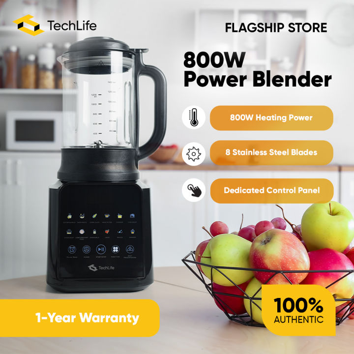TechLife 1.7L 800W Power Blender | Smart Control Panel | 12H Pre-Set ...
