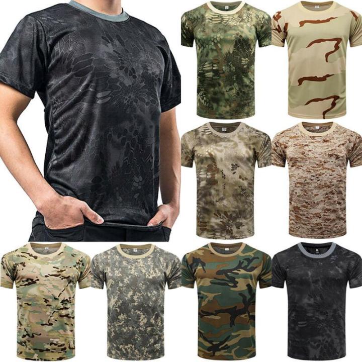 Ghobfpe Men's T-Shirts Military Tactical Camouflage Camo Tanks Army ...