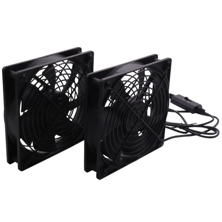 Dual 120mm 5V USB Powered PC Router Fans with Speed Controller High Airflow Cooling Fan for ...