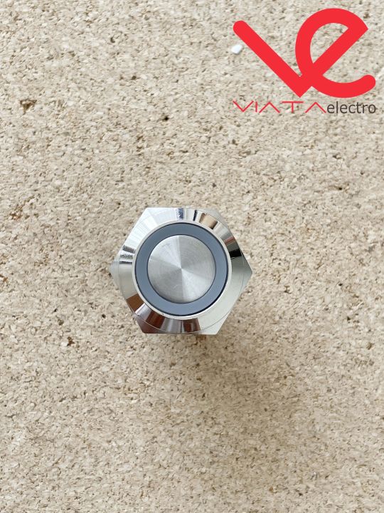 PUSH ON METAL LED 220V 22mm FLAT HEAD HSC22F-11E 22mm STAINLESS STEEL ...