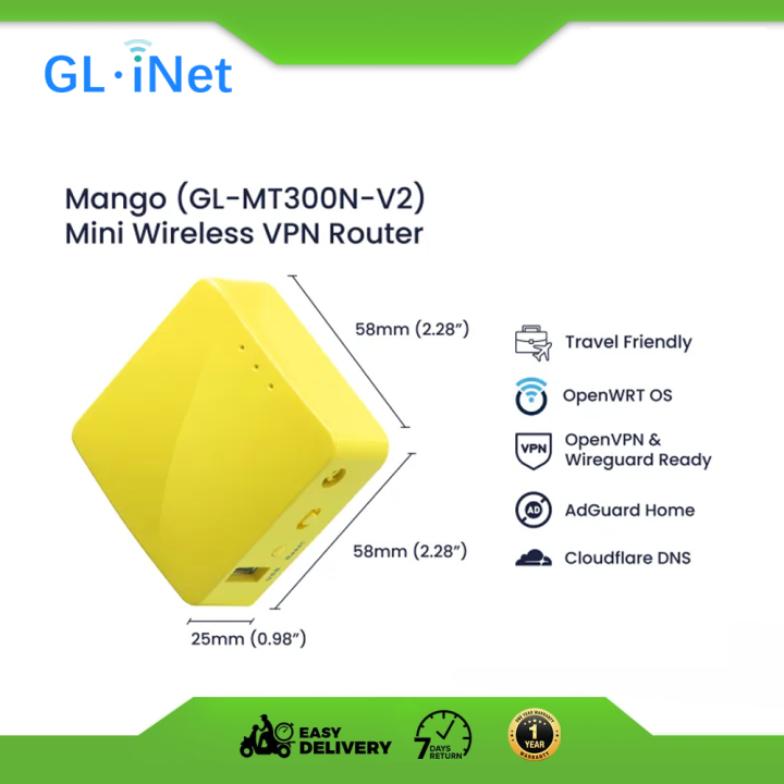 GL.iNet GL-MT300N-V2 Wireless LAN VPN Travel Router Relay Bridge 11n/g ...