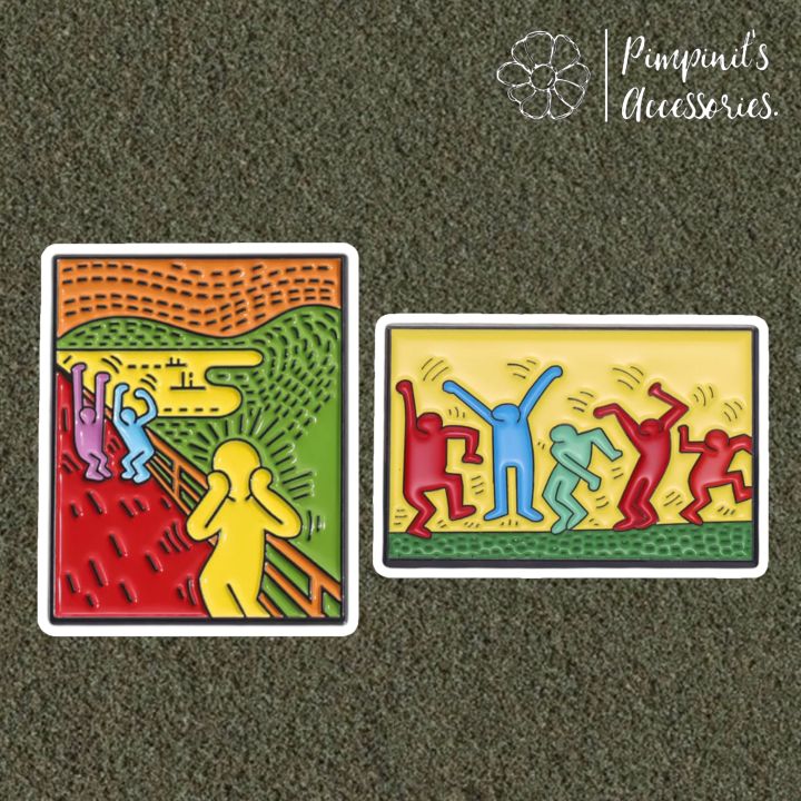 ʕ •ᴥ•ʔ พร้อมส่ง : เข็มกลัดเซ็ทผลงานศิลปะ Keith Haring | Keith Haring ...
