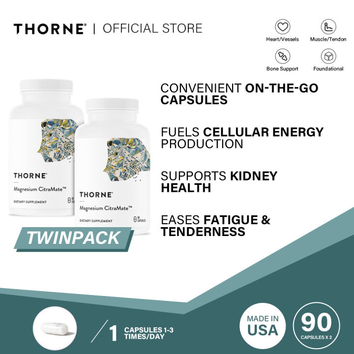[Twin Pack]Thorne Magnesium CitraMate 90 Capsules | Lazada